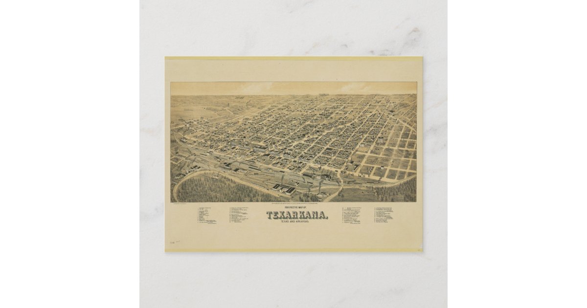 Perspective map of Texarkana Texas and Arkansas Postcard | Zazzle