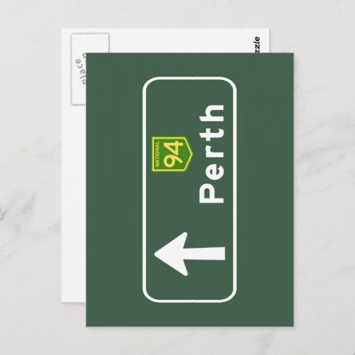 Perth, Australia Road Sign Postcard | Zazzle