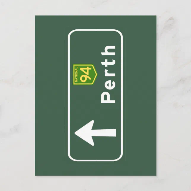 Perth, Australia Road Sign Postcard | Zazzle