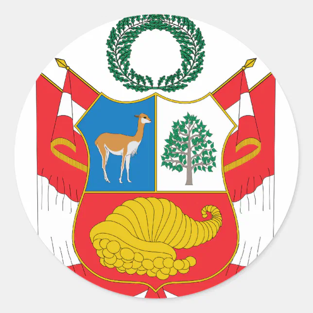 Peru Coat Of Arms Classic Round Sticker | Zazzle