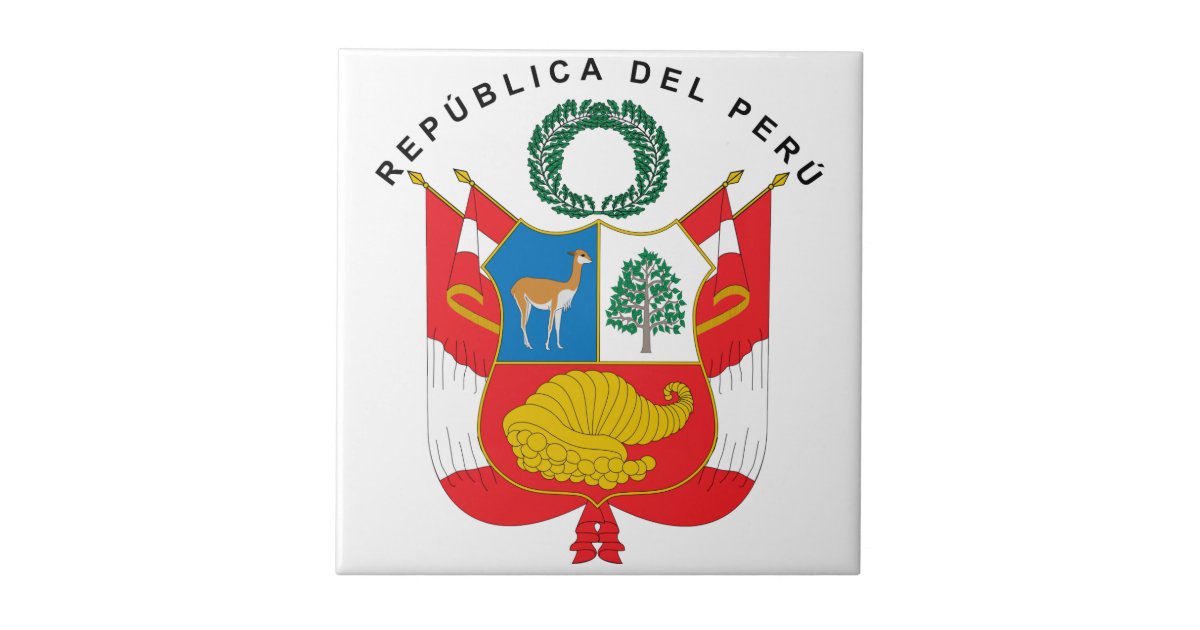 Peru Coat Of Arms Tile | Zazzle