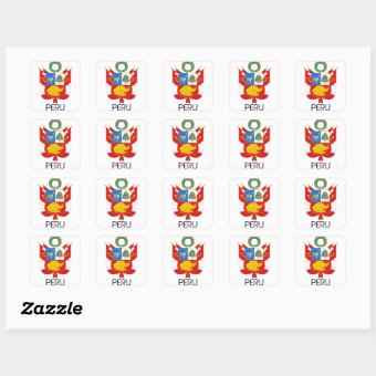 PERU - emblem/flag/coat of arms/symbol Square Sticker | Zazzle