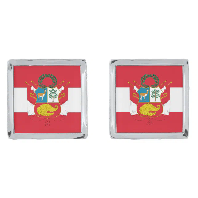Peru Flag and Coat Of Arms Patriotic Cufflinks | Zazzle