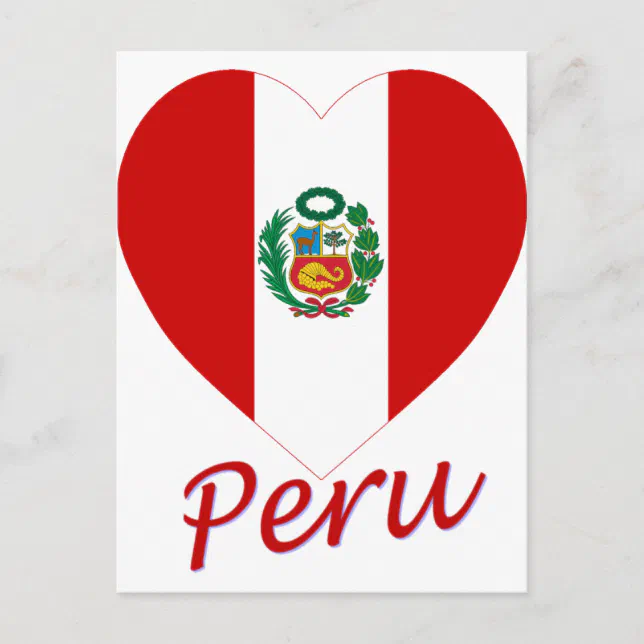 Peru Flag Heart Postcard | Zazzle