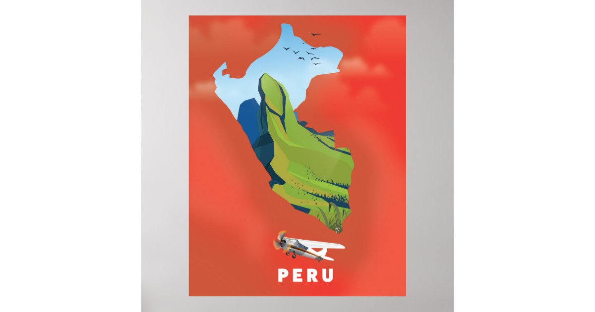 Peru map Illustrated travel poster | Zazzle