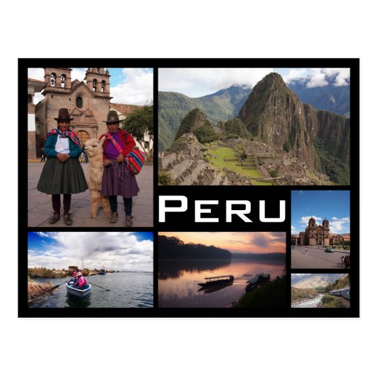 Peru multiple image collage black text postcard | Zazzle.com