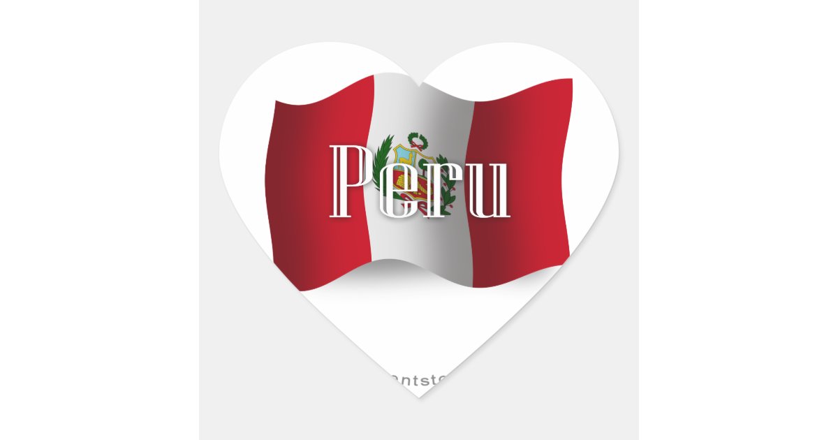 Peru Waving Flag Heart Sticker | Zazzle