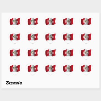 Peru Waving Flag Heart Sticker | Zazzle
