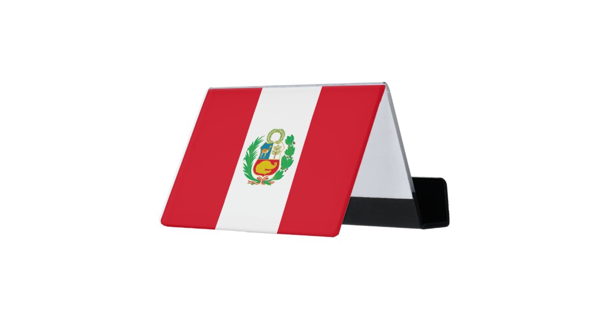 Peruvian flag desk business card holder | Zazzle