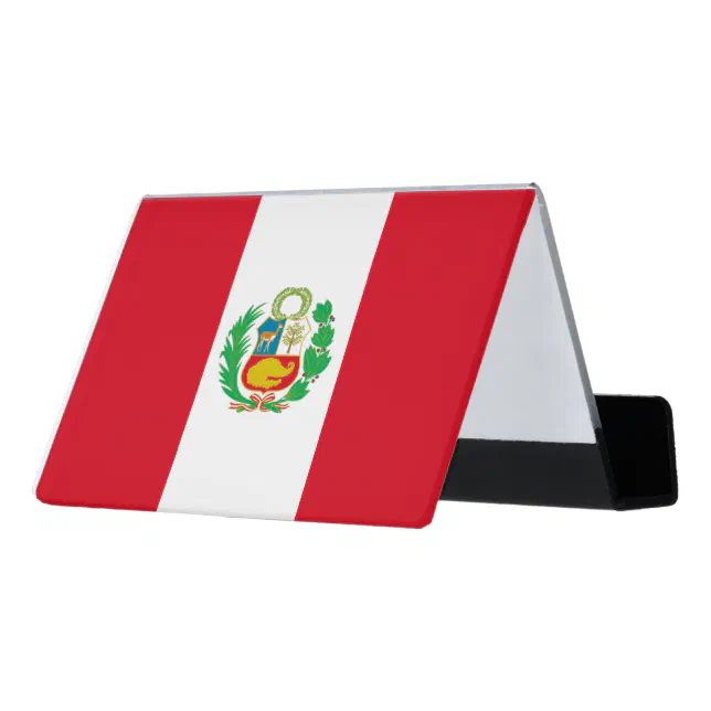 Peruvian flag desk business card holder | Zazzle
