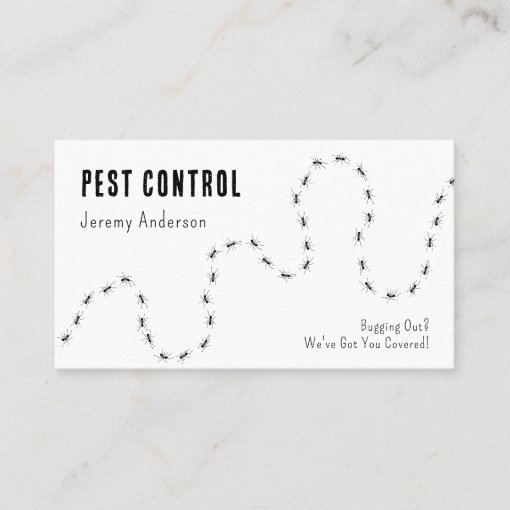 Pest Control Ants Bugs Modern Minimal Black White Business Card | Zazzle