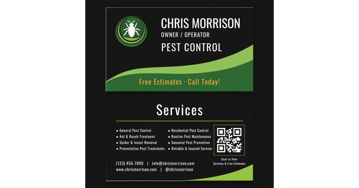 Pest Control Service QR Code Business Card | Zazzle