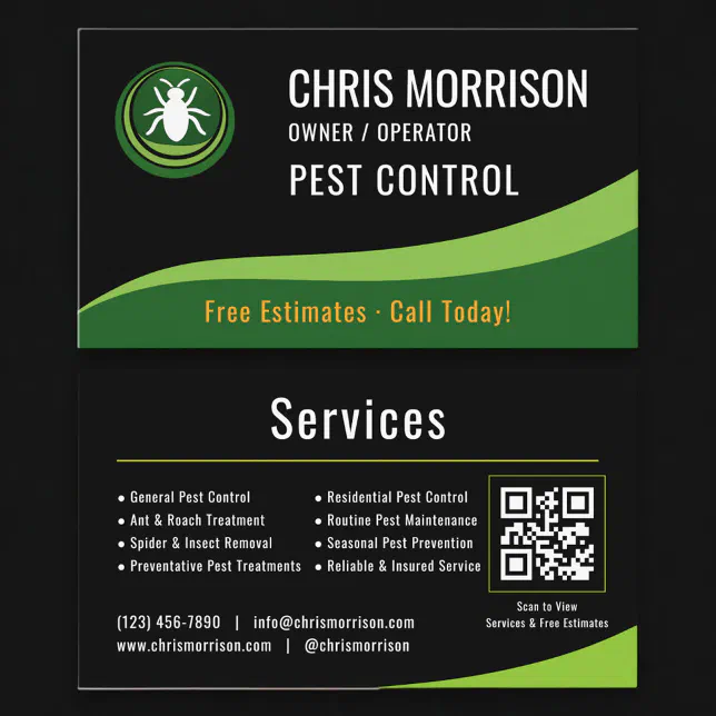 Pest Control Service QR Code Business Card | Zazzle