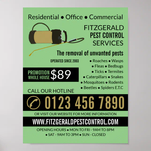 Pest Controller Pump, Pest Control Advertising Poster | Zazzle