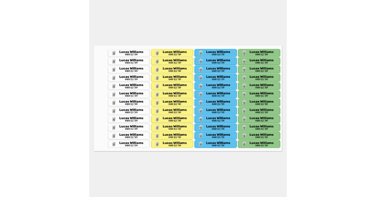 Pet1a personalized name & phone number iron-on labels | Zazzle