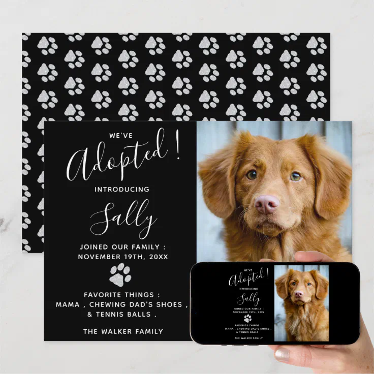 Pet Adoption Announcement - Elegant Modern New Pet | Zazzle