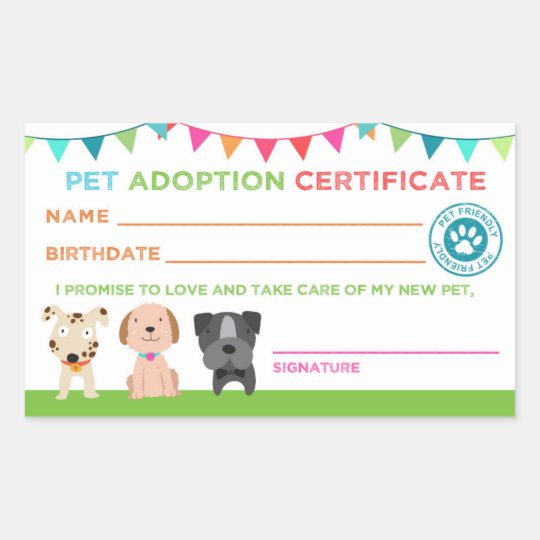 Pet Adoption Certificate Sticker | Zazzle.com