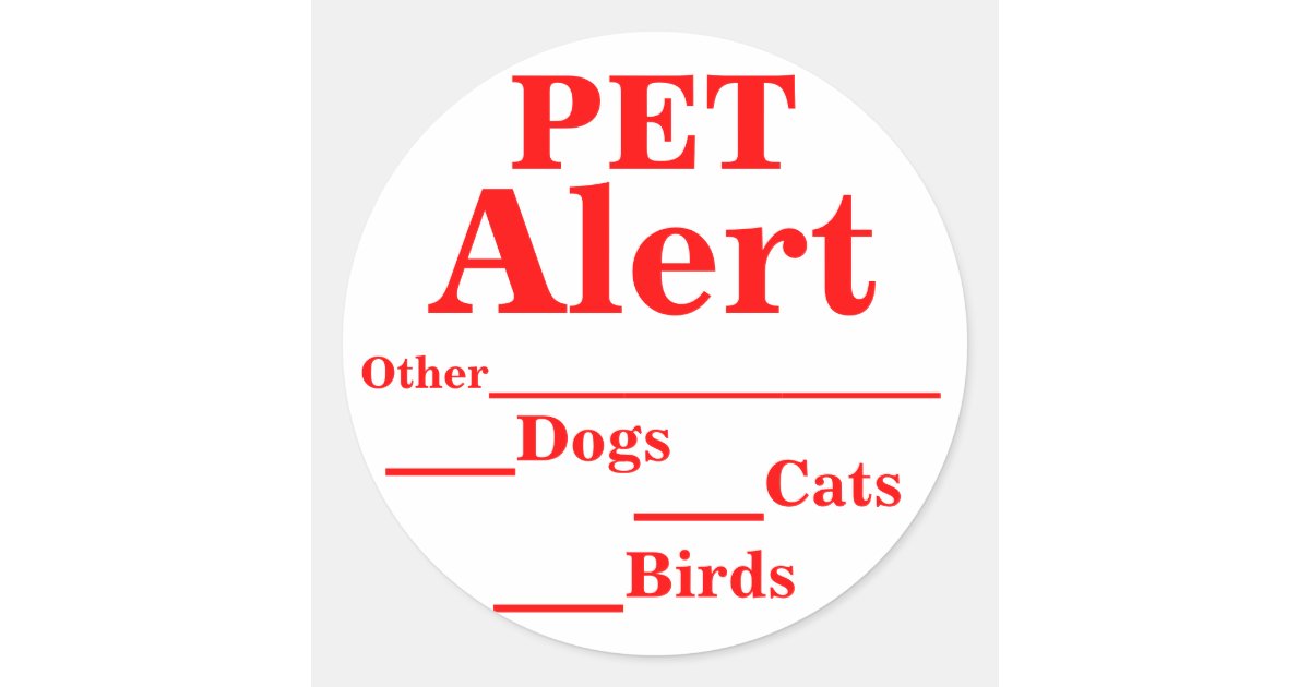 Pet Alert Stickers | Zazzle