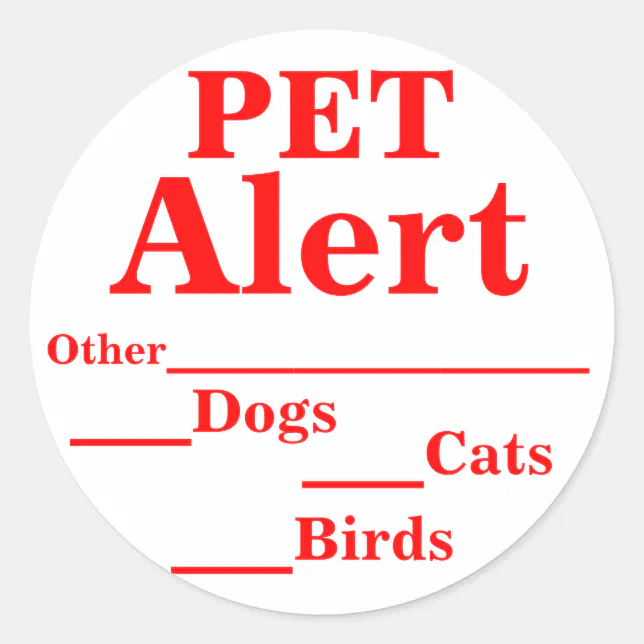 Pet Alert Stickers | Zazzle