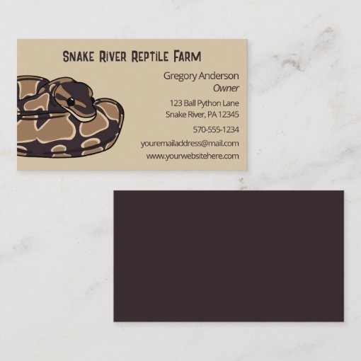 Pet Ball Python Snake Reptile Breeder Business Card | Zazzle