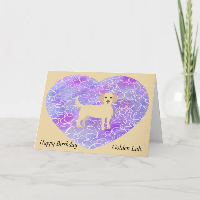 Pet Birthday Card for Golden Lab. Heart Background | Zazzle