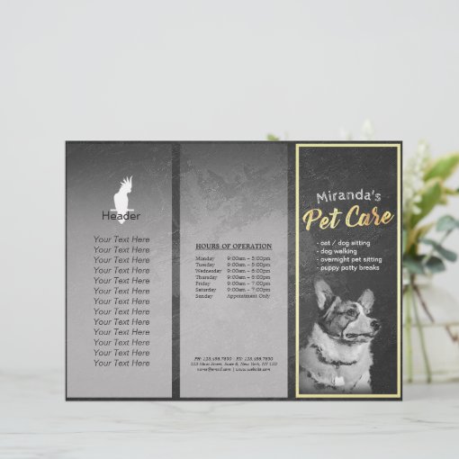 Pet Care Grooming Dog Painting Tri-Fold Brochures | Zazzle