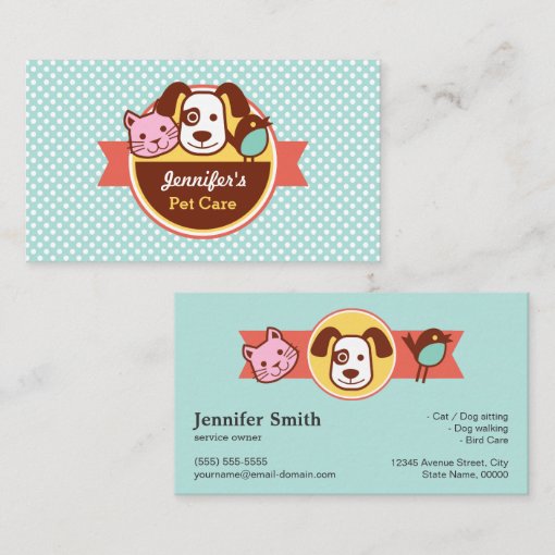 Pet Care Pet Food Shop Business Card | Zazzle