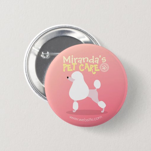 Pet Care Sitting Adorable Cartoon Dog Illustration Button | Zazzle