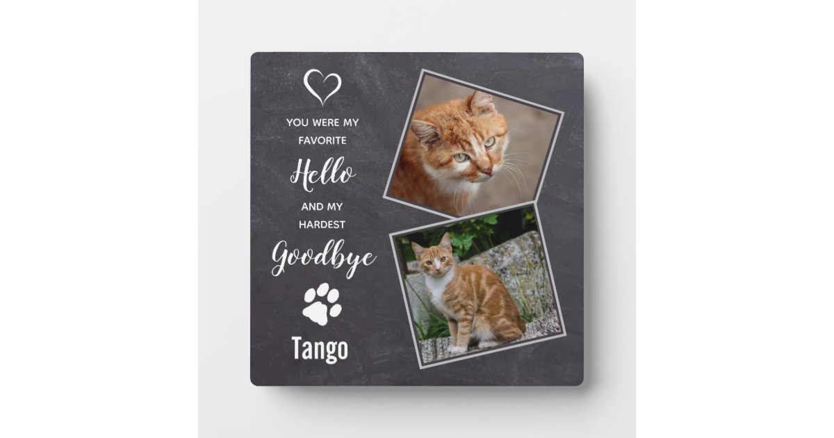 Pet Cat Memorial Gift Hello Goodbye Quote Pet Loss Plaque | Zazzle