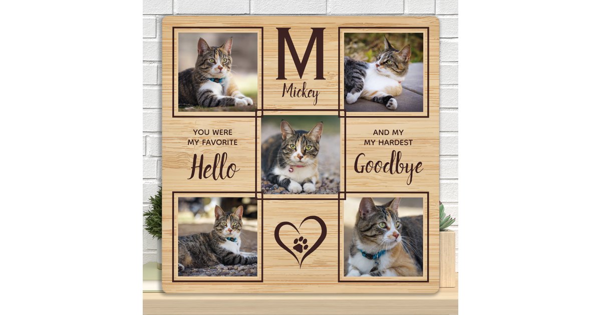 Pet Cat Memorial Remembrance Photo Collage Plaque | Zazzle