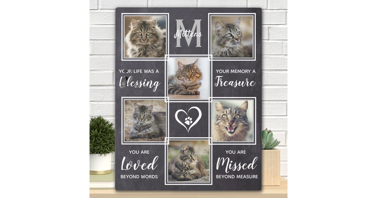 Pet Cat Memorial Unique Photo Collage Plaque | Zazzle