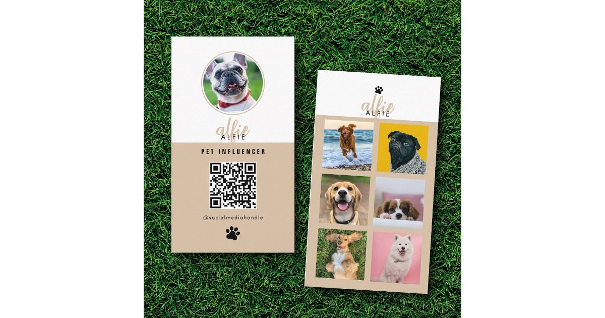 Pet Dog 6 Photo Feed Grid Social Media QR Code Business Card | Zazzle