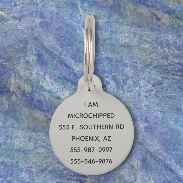 Pet Dog Cat Monogram Tag Customize Microchipped | Zazzle