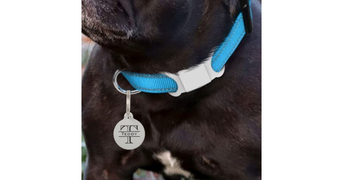 Pet Dog Cat Monogram Tag Customize Name Date | Zazzle