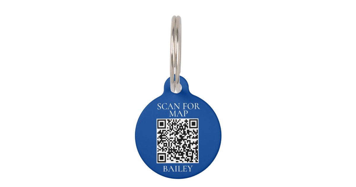 Pet Dog Cat QR Code Scan for map Address Pet ID Tag | Zazzle