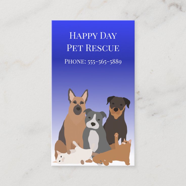 Pet Dog Cat Rescue Sitting Service Day Care Business Card | Zazzle
