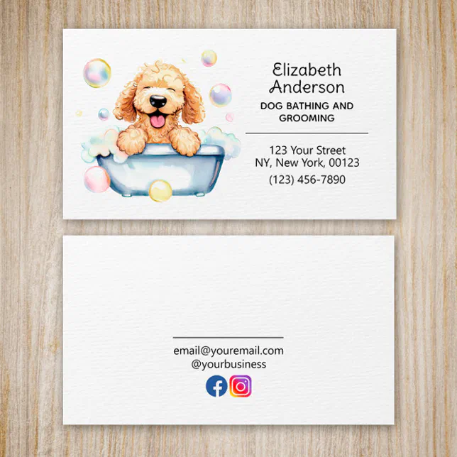 Pet Dog Grooming and Bathing Service Custom Business Card | Zazzle