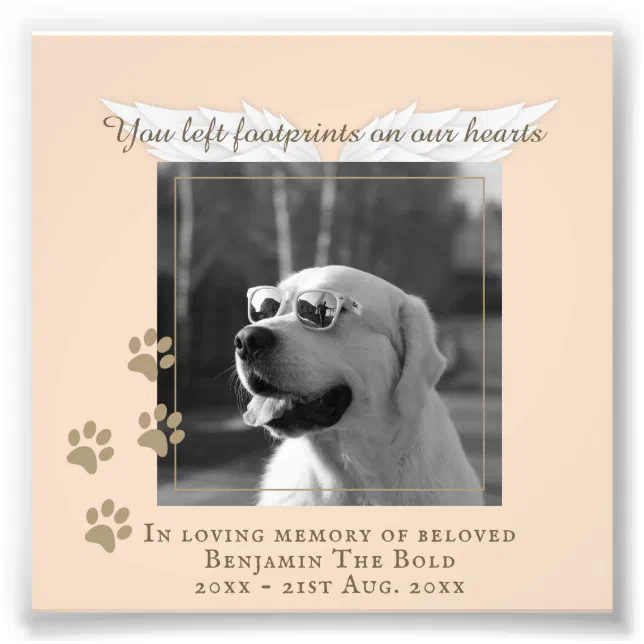 Pet Dog Memorial Photo Plaque Print Keepsake | Zazzle
