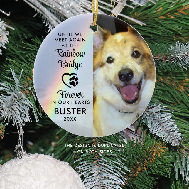 Pet Dog Memorial Photo Rainbow Bridge Ceramic Ornament | Zazzle