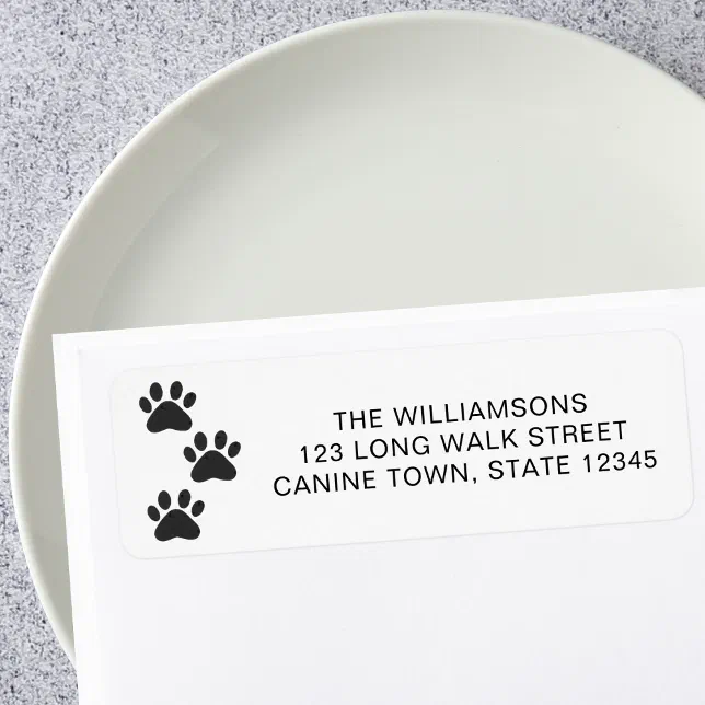 Pet Dog Paw Print Return Address Label | Zazzle