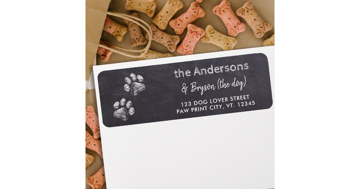 Pet Dog Paw Print Rustic Chalkboard Return Address Label | Zazzle