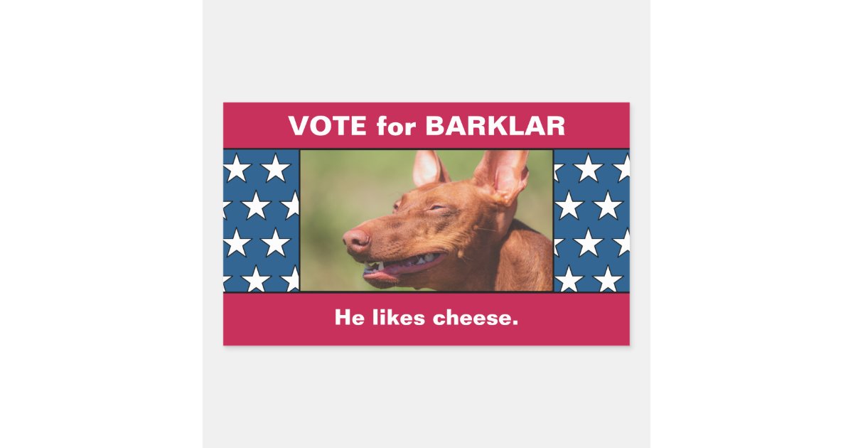 Pet Dog Photo On Funny USA Flag Election Campaign Rectangular Sticker ...