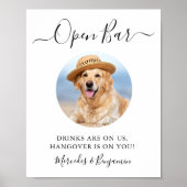 Pet Dog Wedding Open Bar Custom Photo Drinks On Us Poster | Zazzle