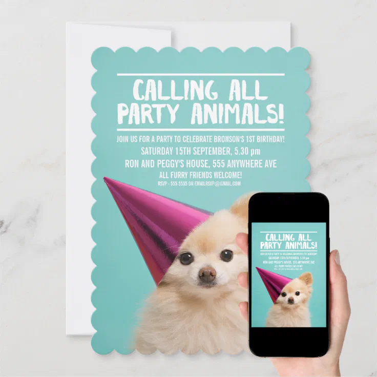 PET DOG'S PUPPY PARTY PHOTO INVITE | Zazzle