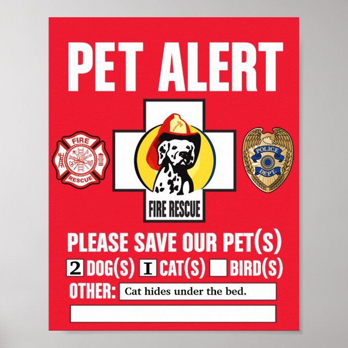 Pet Emergency Alert Please Rescue Pets Window Sign | Zazzle.com