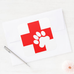 Pet First Aid Decals Square Sticker | Zazzle