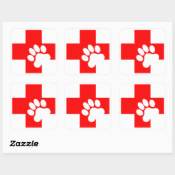 Pet First Aid Decals Square Sticker | Zazzle