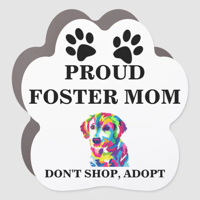 Pet foster mom colorful dog illustration car magnet | Zazzle