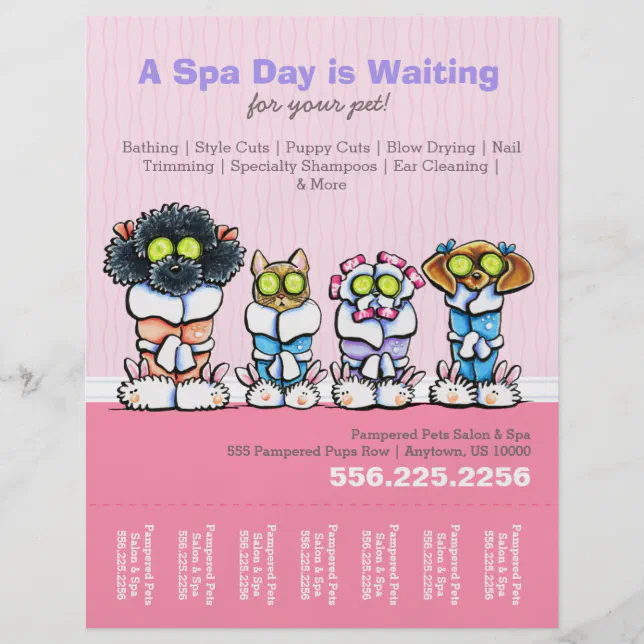 Pet Groomer Spa Dogs Cat Robes Pink Tear Sheet | Zazzle