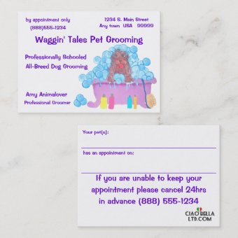 Pet Grooming Appointment And Business Card | Zazzle